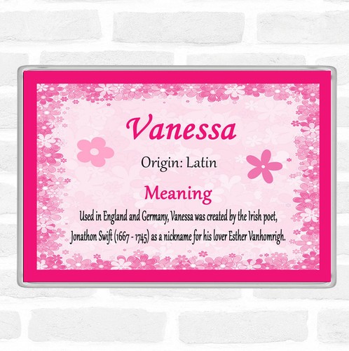 Vanessa Name Meaning Jumbo Fridge Magnet Pink | eBay