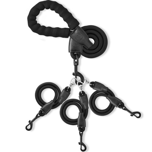 Heavy Duty 3 Dog Leash - Double Dog Leash, 360 Swivel, No Tangle, Total ...