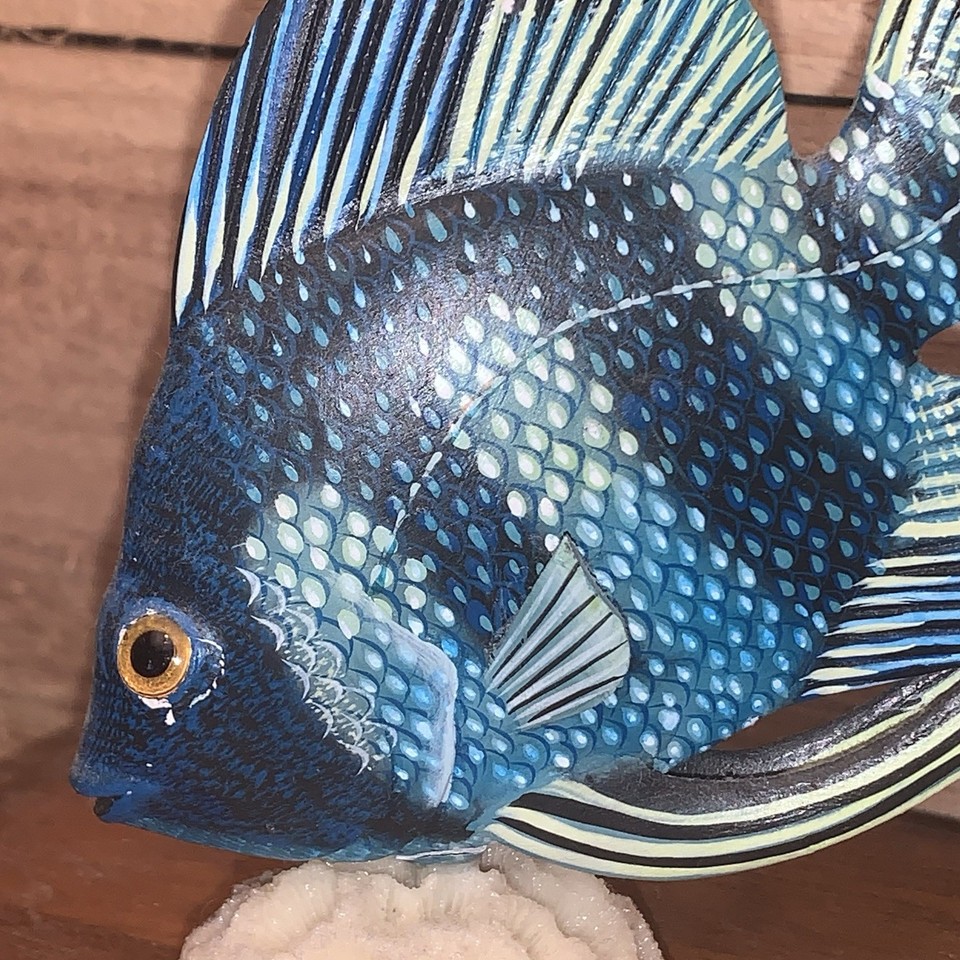 Nature Craft Angel Fish Hand craved Hand Painted F617 Scalare Long Fin ...