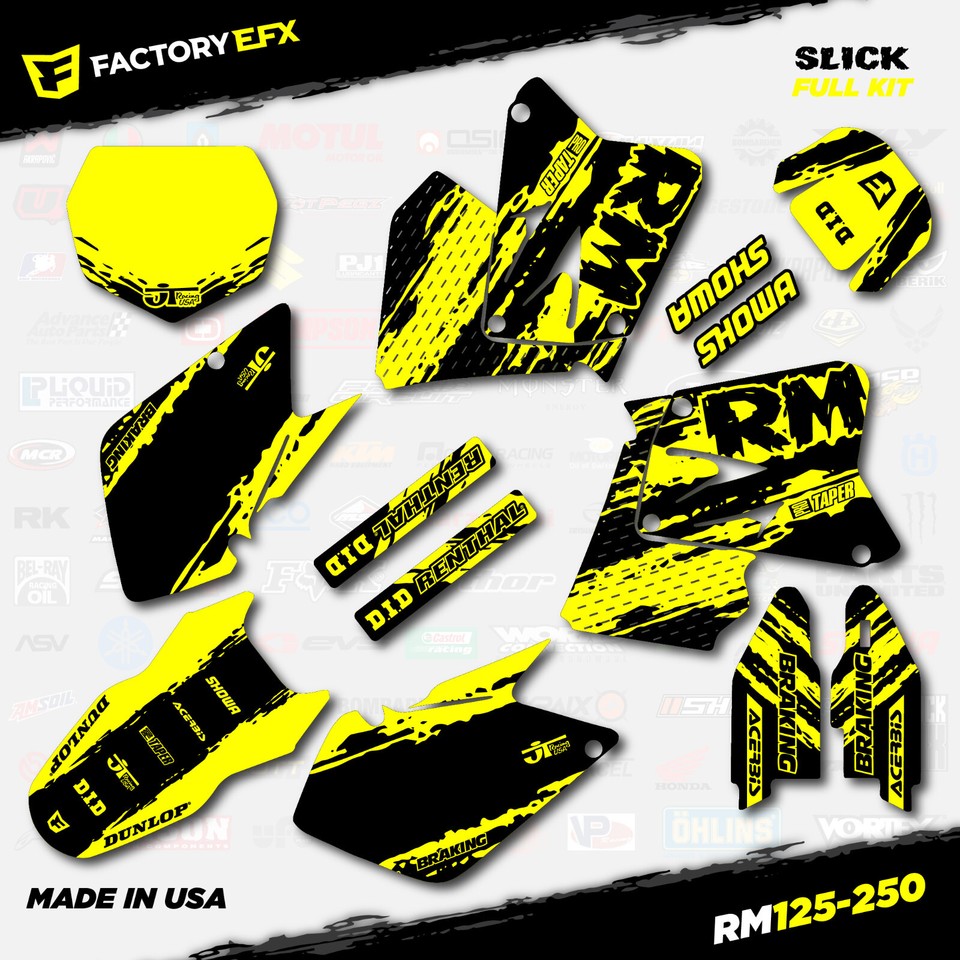 Black Yellow Racing Graphics Kit fits 01-08 Suzuki RM125 RM250 RM 125 ...