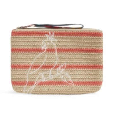 VERA BRADLEY WOVEN "STRAW" BEACH PARROT BIRD DESIGN ZIPPERED BAG ...