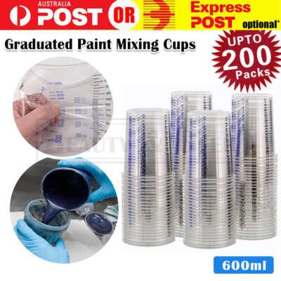 Up To 200x Disposable Graduated Mixing Cups Measuring Ratios Paint ...