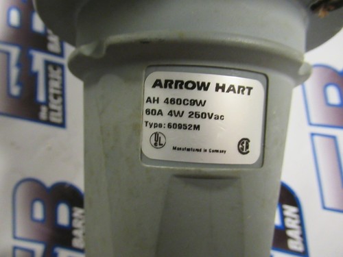 Arrow Hart 460C9W, 60 Amp, 250 Volt, Pin & Sleeve Connector W/ Hub ...