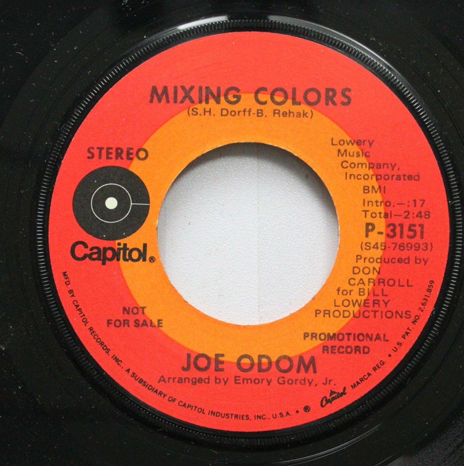 Pop Promo 45 Joe Odom - Mixing Colors / God Bless The Po' Folks On ...