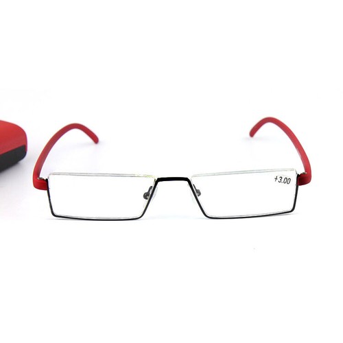 +2.5 Half Rim Reading Glasses Eyeglasses Red Flexible Frame Eyewear ...