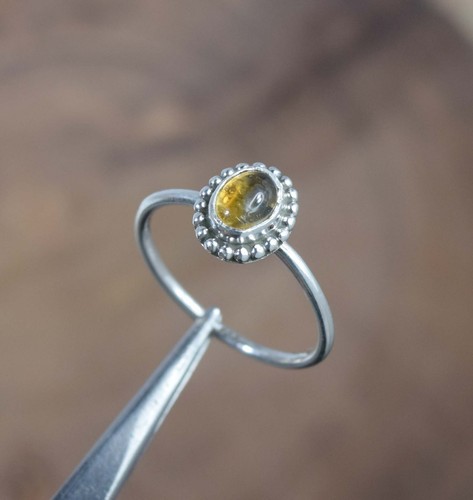 925 Solid Sterling Silver Yellow Tourmaline Ring-6 US B524 | eBay