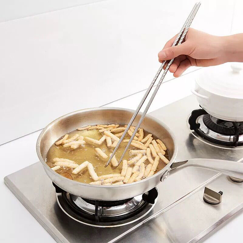 1 Pair Cooking Chopsticks Stainless Steel Chopsticks Long Frying ...