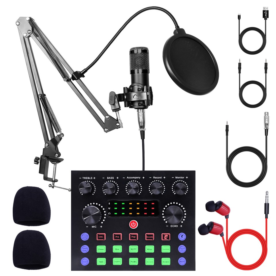 Earphone Studio Recording Kit Podcast Mixer Equipment Condenser ...