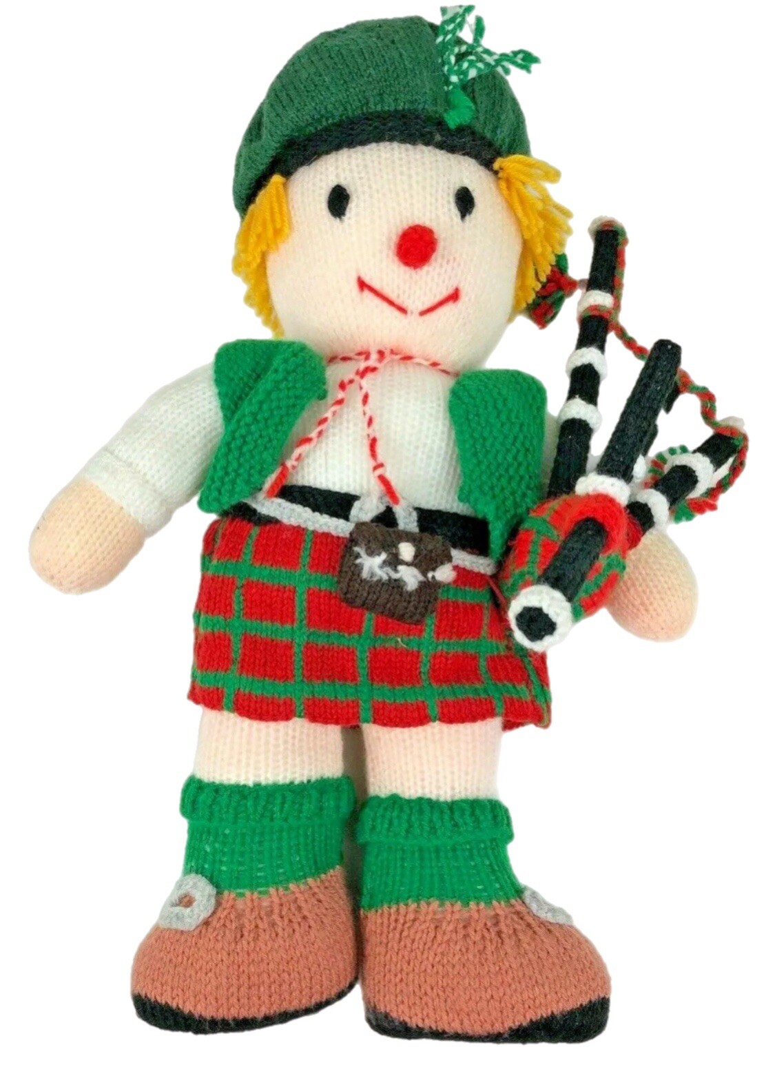 Scottish Piper Doll Bagpipes Hand Knitted Handmade Scotland Kilt Vest ...