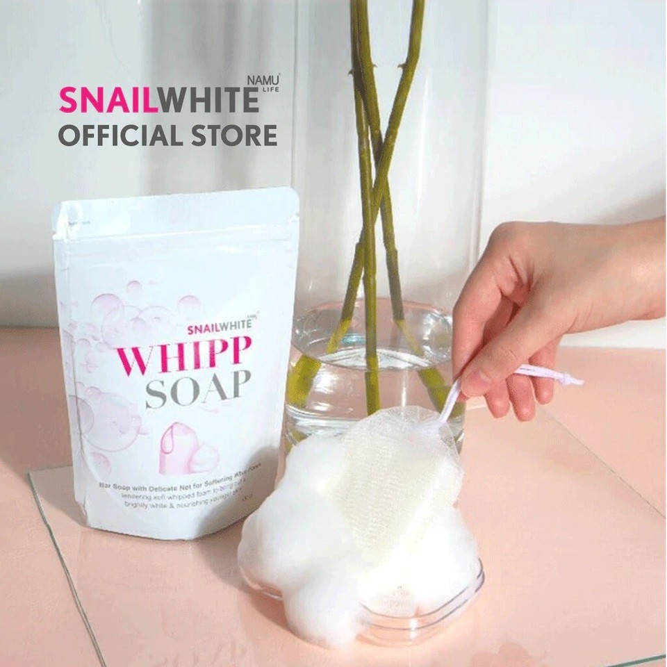 Snail White Whipp Soap Original Bar Soap w Delicate Net 100g bundle of ...