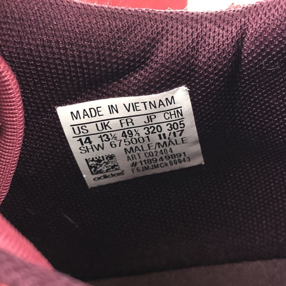 Adidas Boost Men Size 14 Sneakers Dark Red Lace Up Mesh Running Comfort ...