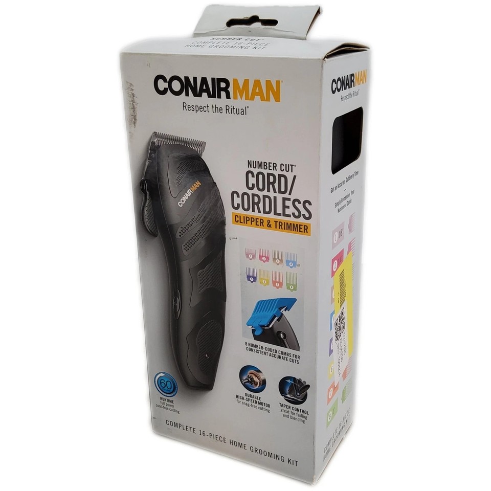 Conair HC355W Number Cut 16-Piece Cordless Hair Clipper Kit Self ...