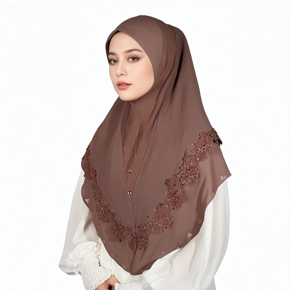 Muslim Women's Hot Drill Lace Headscar Scarves Stacked Lotus Leaf Edge ...