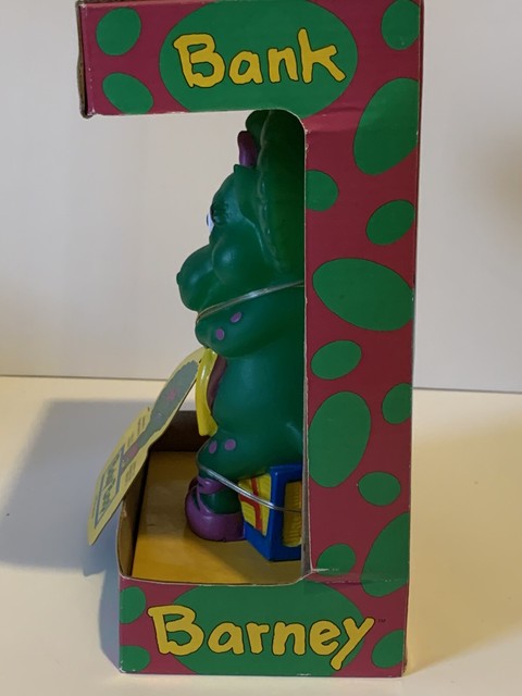B36 Barney The Dinosaur Baby Bop Coin Bank 7" Early Saver for sale ...