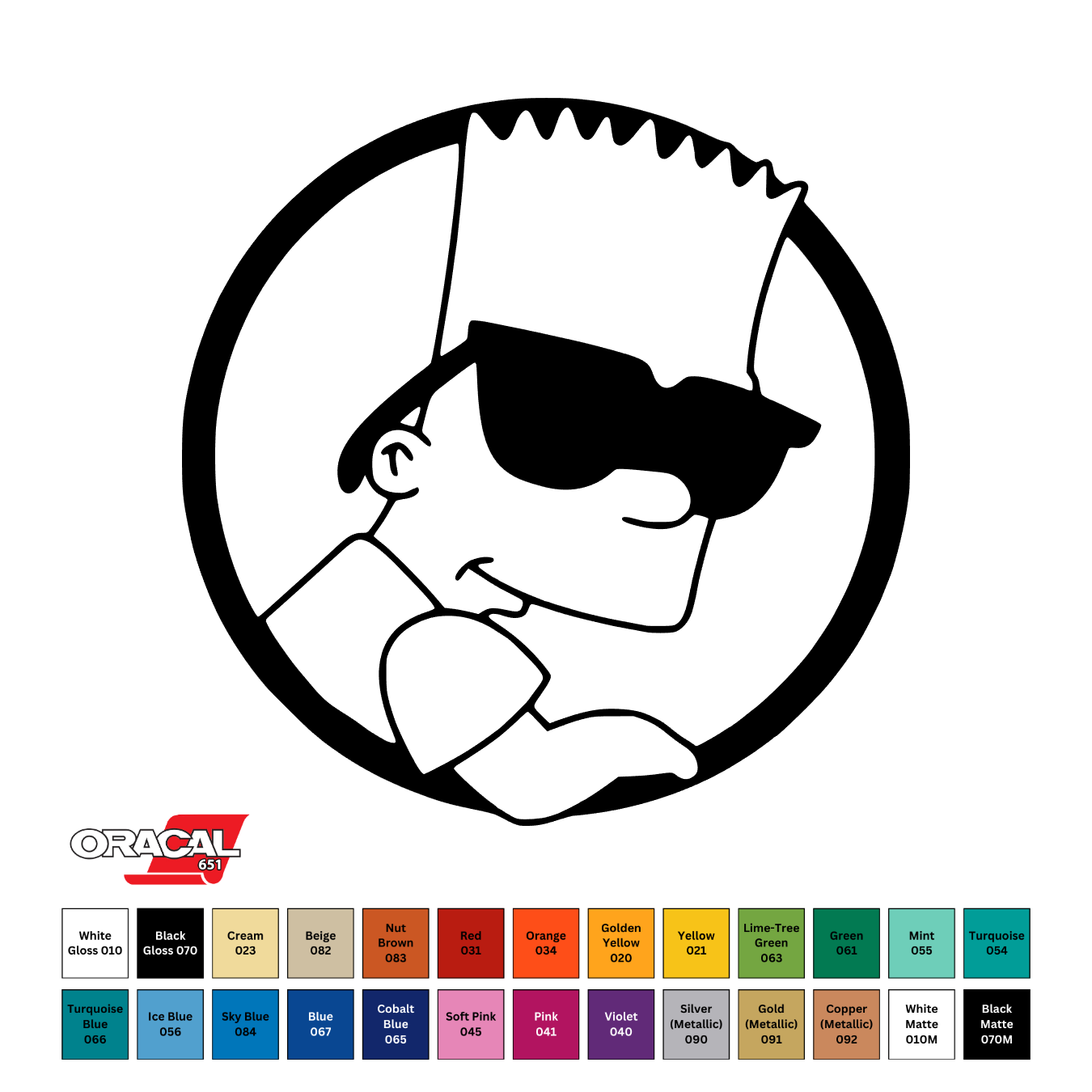 Bart Simpson in Sunglasses Sticker Die-Cut Decal Oracal 651 3.5" CHOOSE ...