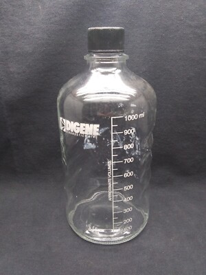 DIGENE 1000mL Glass Indented Grip Media Storage Bottle w/ Screw Cap No ...