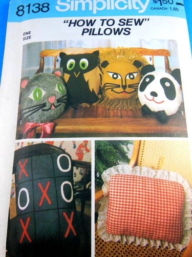 Vintage Simplicity 8138 Pillows Panda Cat Lion Owl Transfer Pattern ...