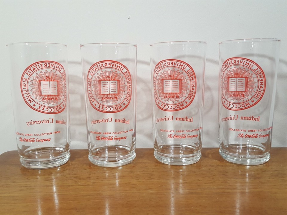 Vtg Indiana University IU COCA-COLA Collegiate Crest Collection Glasses ...