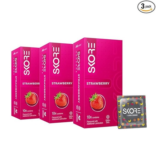 Skore Strawberry Flavored Monthly Pack Condoms, 10s (Pack of 3) | eBay