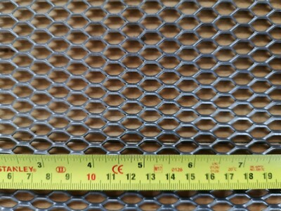 Expanded Metal. 19mm x 8mm x 1.20mm MILD STEEL - HEX Shape 170mm x ...