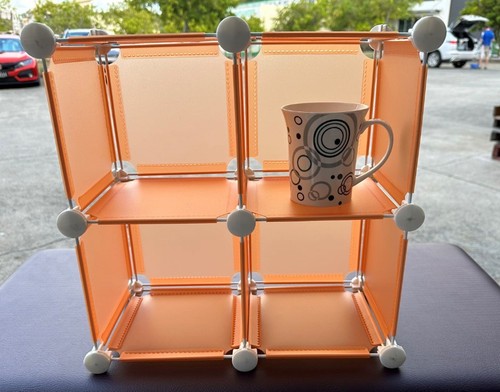 1Set x 4 Compartment Orange Stacking Cube Organizer Storage Rack | eBay