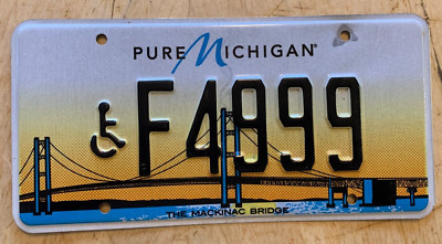 MACKINAC BRIDGE DISABLED PERSON HANDICAPPED LICENSE PLATE " F 4999 ...