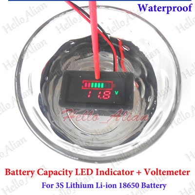 Waterproof 3S Lithium Li-ion 18650 Battery BMS Capacity Voltage Meter ...