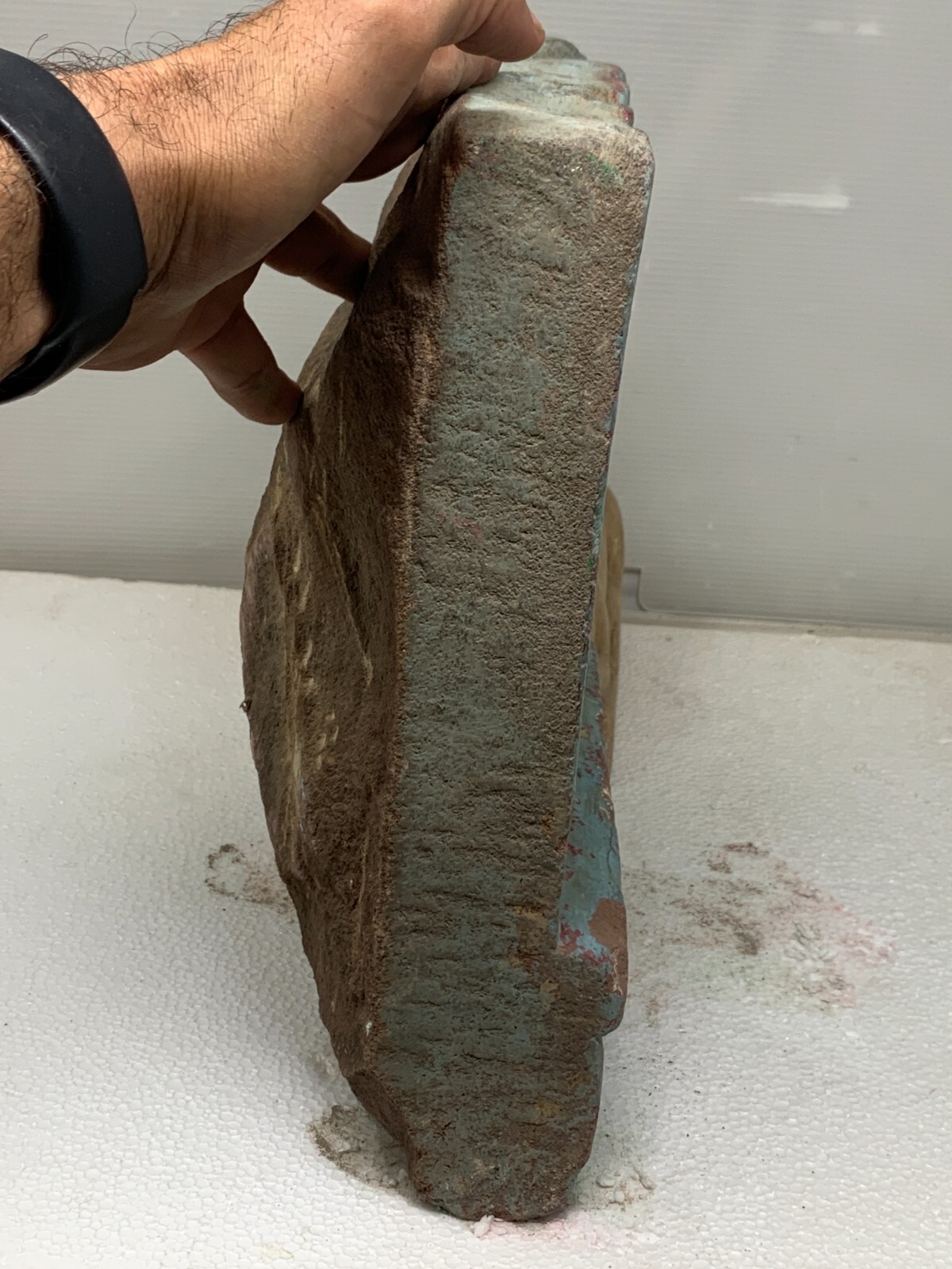 Antique Old Stone Hand Carved Blue Candle Holder Wall Shelf Aala Oil ...