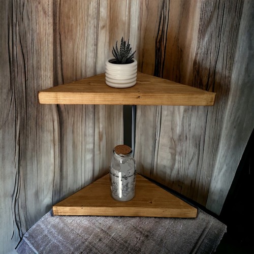 Chunky Rustic Handmade Wood Floating Corner Shelf Made From Scaffolding ...