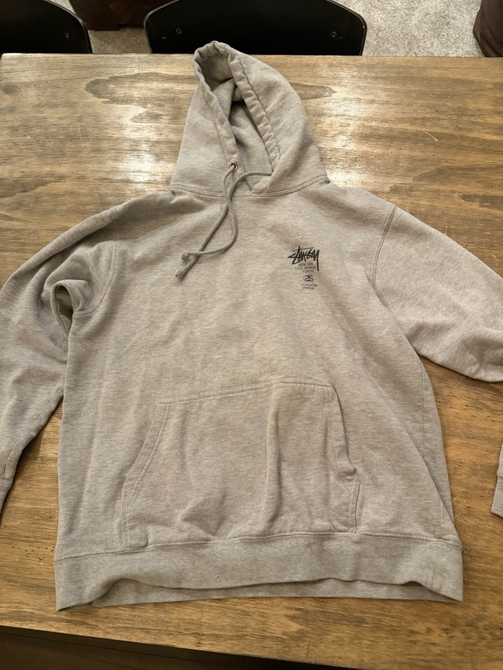 Stussy World Tour Hoodie Medium Ash Heather Large Women | eBay
