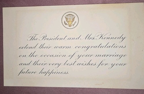 JFK JOHN F. KENNEDY JACKIE KENNEDY ENGRAVED MESSAGE WHITE HOUSE BEST ...