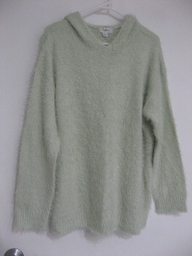 CAPTURE MINT GREEN FLUFFY LONG SLEEVE HOODED JUMPER SIZE L NWOT | eBay