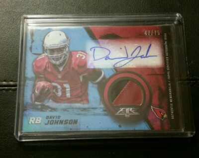 #47/75 David Johnson Rookie Patch Auto Card 2015 Topps Fire Texans ...
