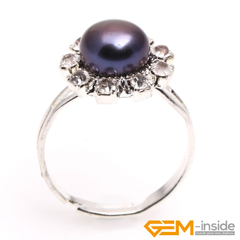 Natural Freshwater Pearl Rings White Gold Plated Sun Shape XMAS Fashion ...