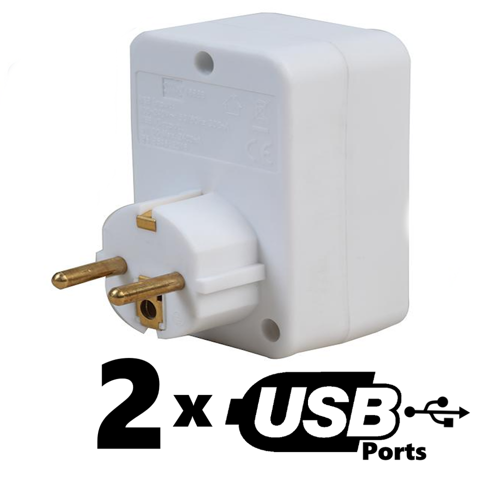 UK to EU Travel Adaptor 2 USB European Plug Adapter with 2 USB Ports ...