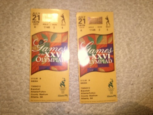 Vintage 1996 Atlanta Olymics July 21 Baseball Stub Tickets | eBay