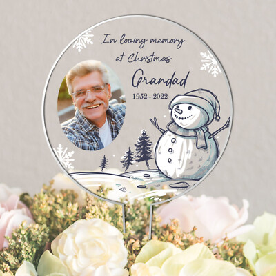 In Loving Memory Christmas Personalised Photo Snowman Memorial Loved ...