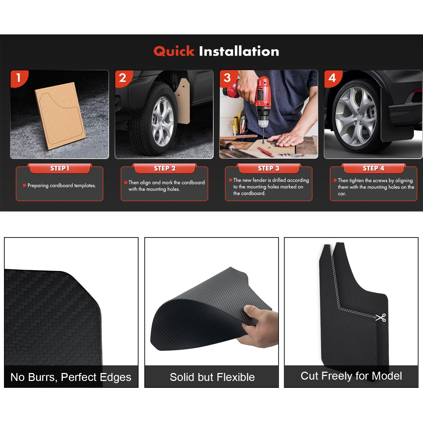 Carbon Fiber Mud Flaps Mudflaps Splash Guards For VW Golf GIT R R32 3 4 ...