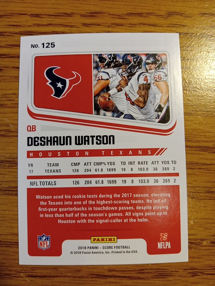2018 Score Scorecard Deshaun Watson #125 | eBay
