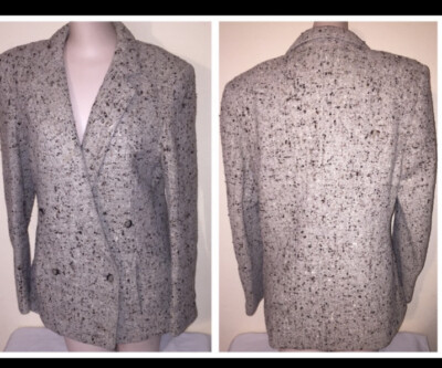 Vintage Double Breasted Brown Atomic Fleck Wool Blend Jacket Sz L | eBay