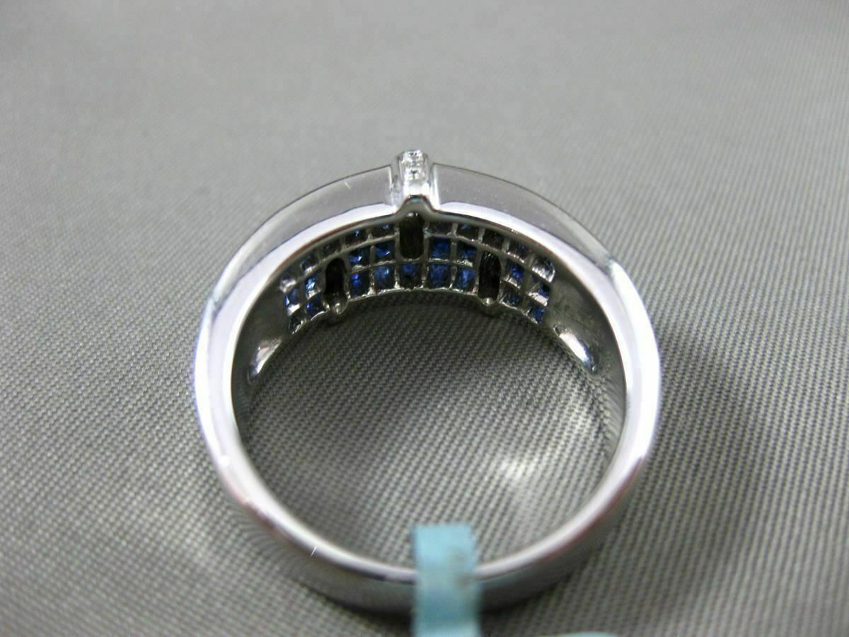 ESTATE WIDE 4.0CT DIAMOND & SAPPHIRE 18KT WHITE GOLD MULTI ROW DOUBLE ...