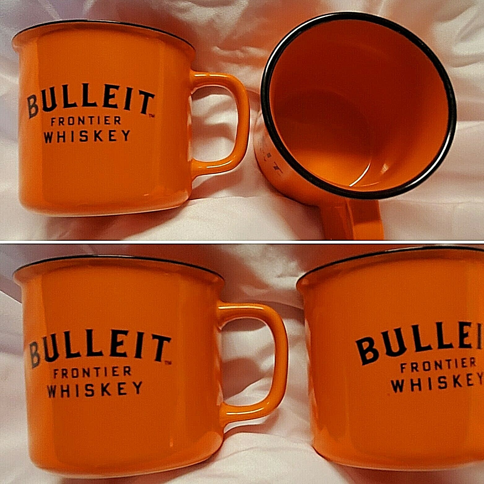LIMITED EDITION BULLEIT FRONTIER WHISKEY CERAMIC MUGS 2 ORANGE/BLACK | eBay