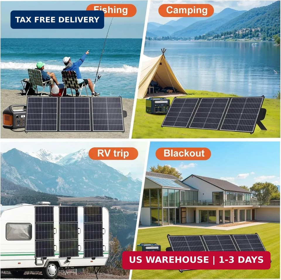 100W Portable Solar Panel, 20V Foldable Solar Charger with USB-A QC3.0 ...