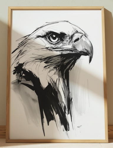 EAGLE INK DRAWING PRINT SKETCH 8" x 10" EAGLE WALL ART EAGLE ANIMAL ...