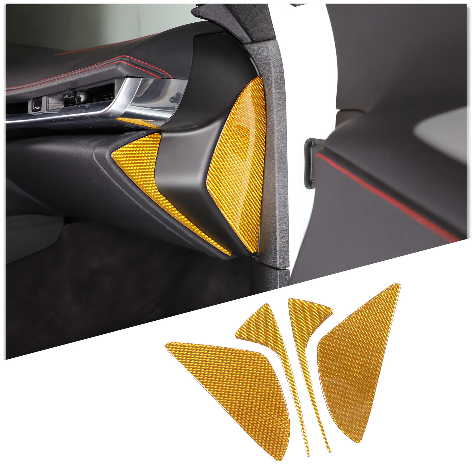 Yellow Carbon fiber Door Anti-kick Bumper Cushion Sticker For Corvette ...