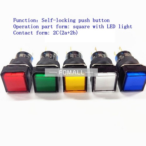 2Pcs New For KACON Φ16mm LED light self-locking push button switch ...