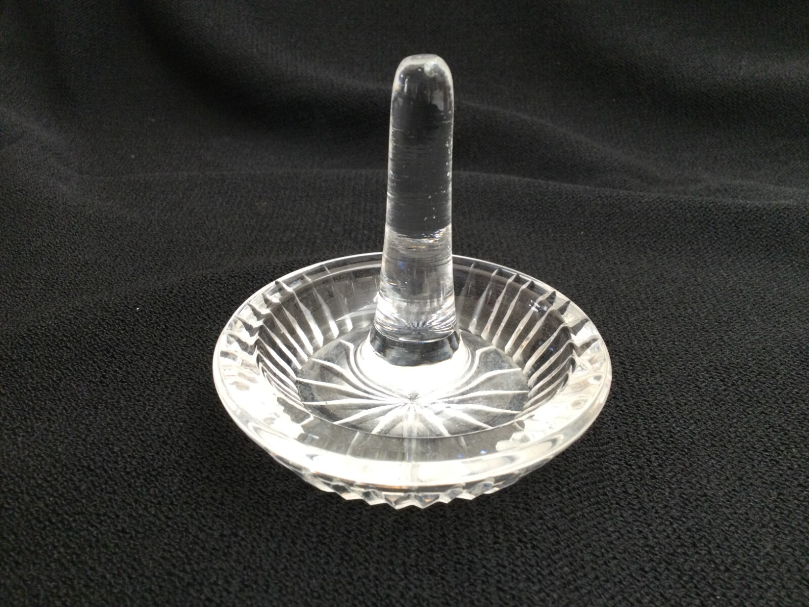 Vintage Estate Cut Clear Cut Glass Ring Jewelry Trinket Holder • 3 1/4 ...