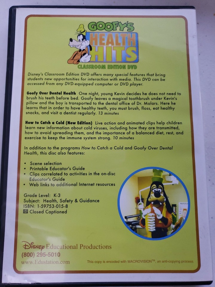 Disney: Goofy's Health Hits (DVD) Classroom Edition (DVD) | eBay