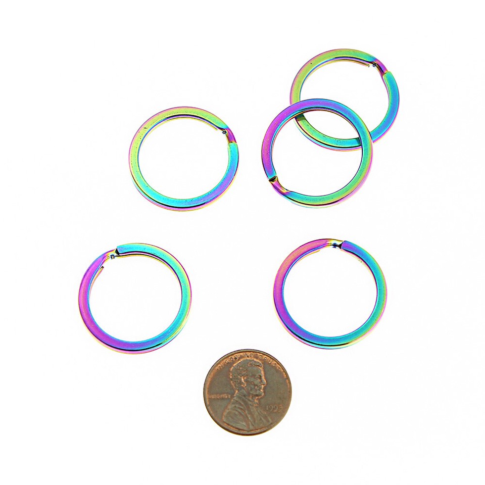 Rainbow Electroplated Stainless Steel Key Rings - 25mm - BULK 25 Pieces ...