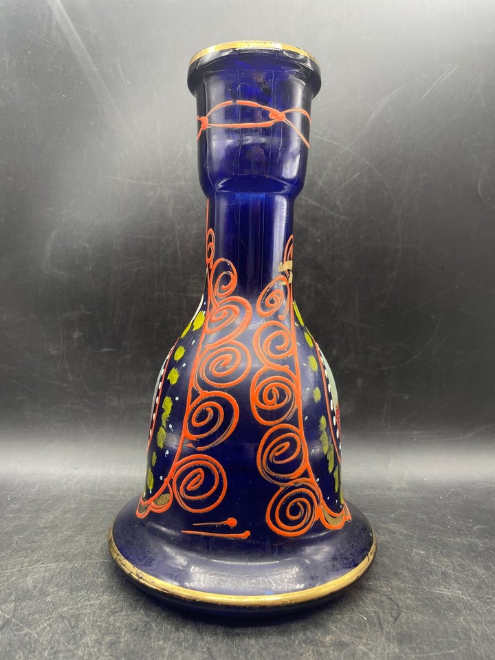 Persian Qajar Cobalt Blue Pipe Hookah Nargileh Shisha Base Glass Vase ...